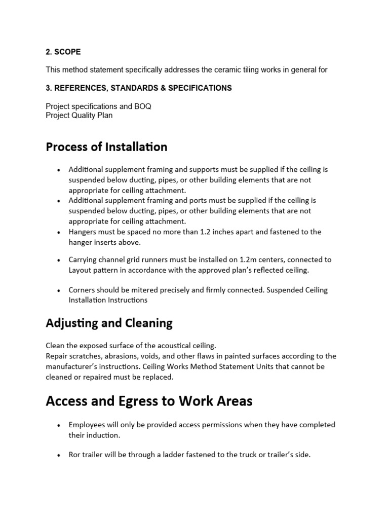 Ceramic Tiling Installation Method Statement | PDF | Computers