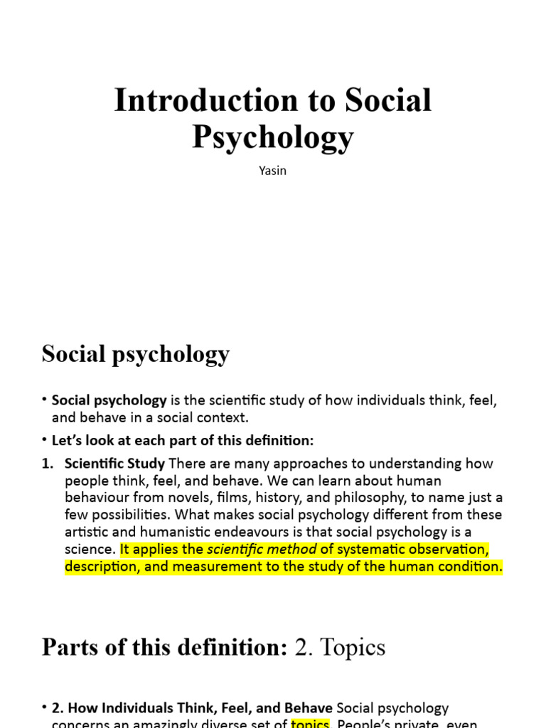 Introduction To Social Psychology | PDF