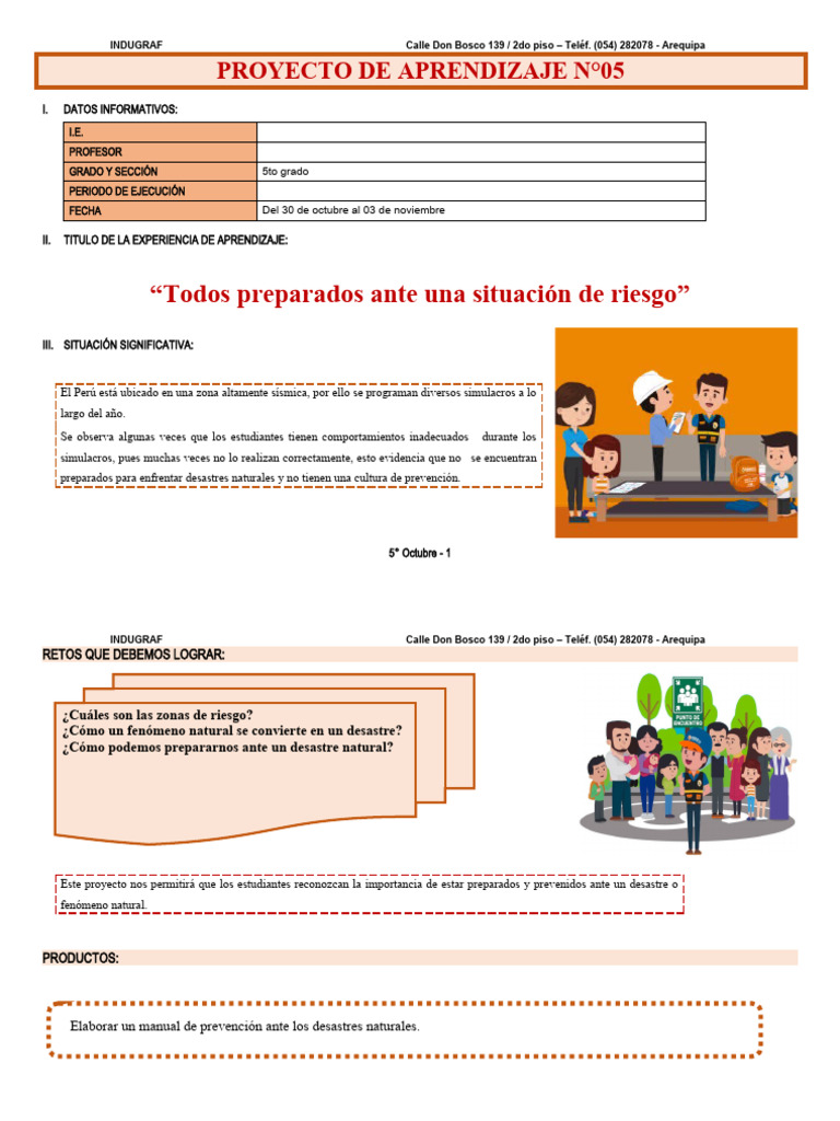 5° Grado - Proyecto de Aprendizaje N°05 | PDF