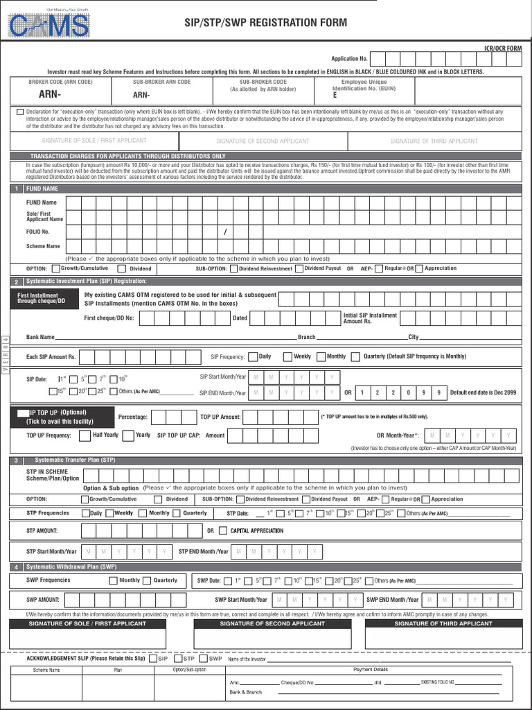 SWP, SIP, and STP Registration Form | PDF