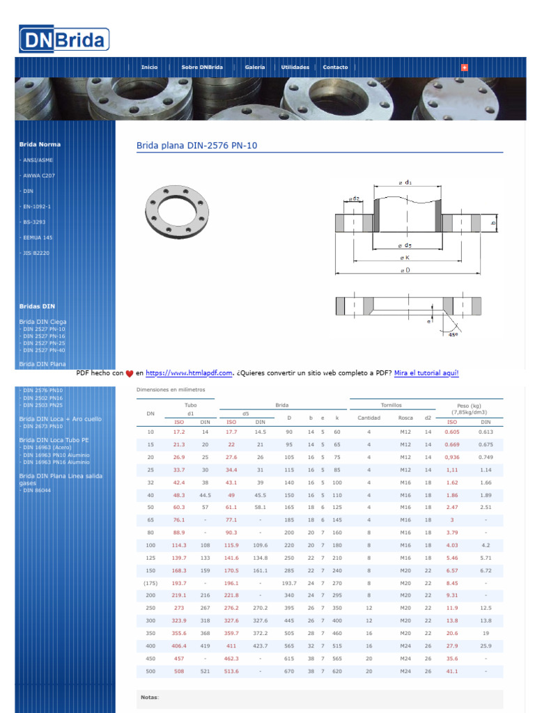 Brida Din 2576 PN10 | PDF