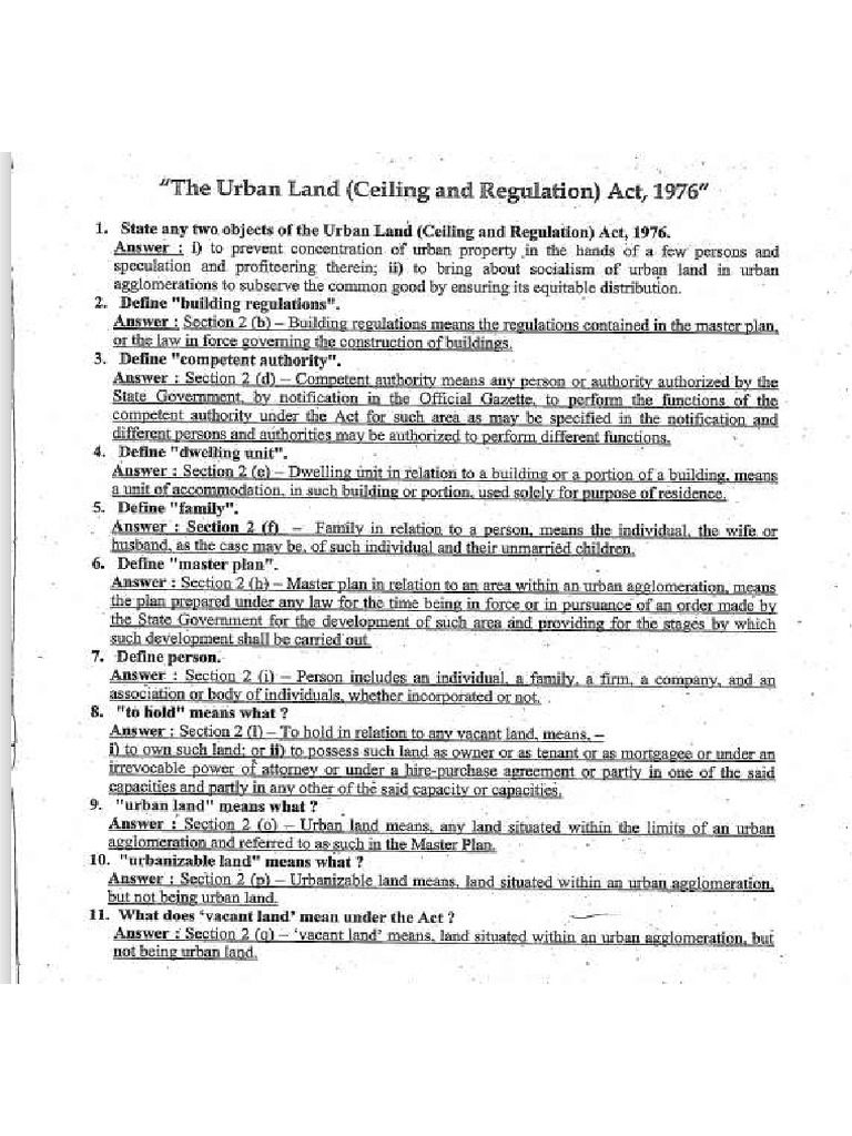 Land Laws One Line Answers | PDF