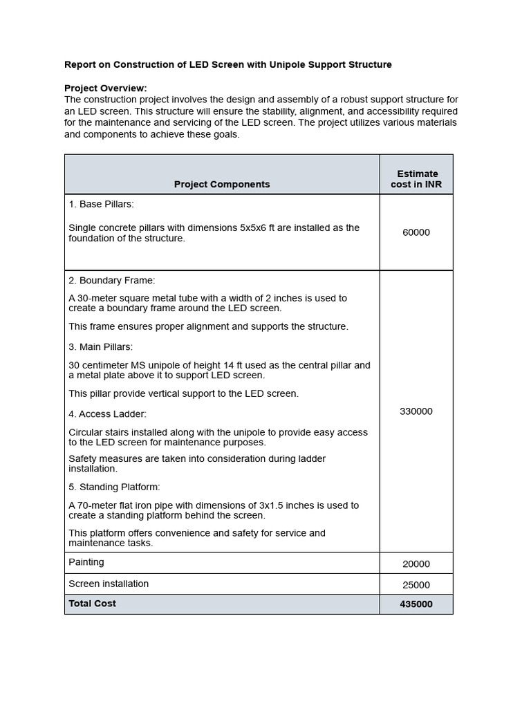 LED Screen Unipole Support Structure Report | PDF