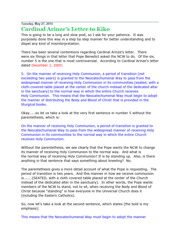 Arinze To Kiko | PDF