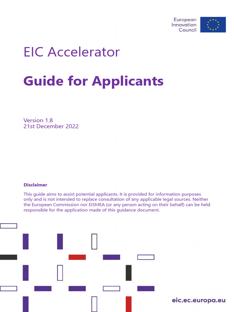 EIC Accelerator Application Guide 2023 | PDF | Innovation | Risk