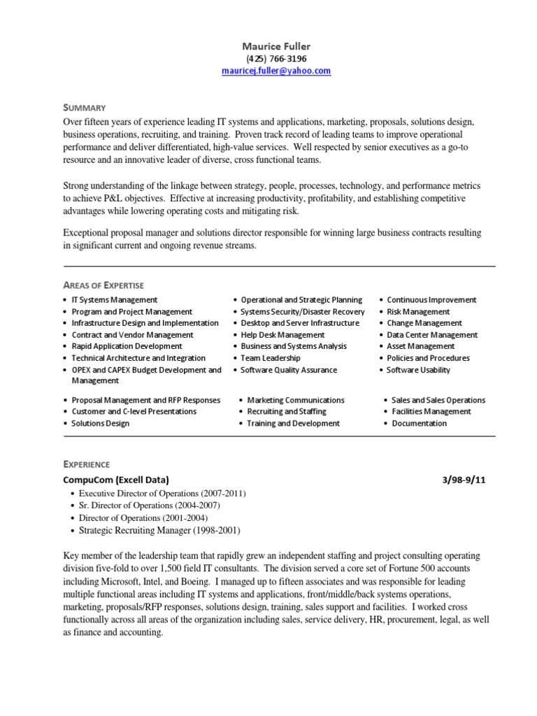 Maurice Fuller Resume - Sept 2011 - 10.4.1 | PDF | Recruitment ...