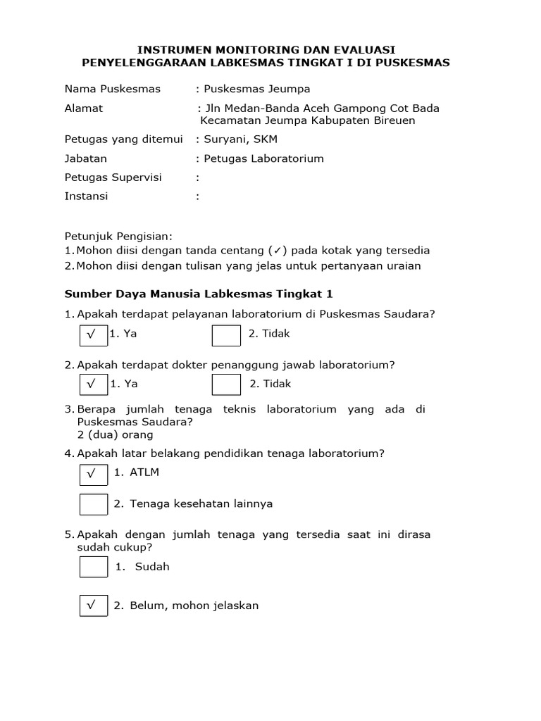 Instrumen Monitoring Dan Evaluasi | PDF | Kesehatan Holistik | Sains & Matematika