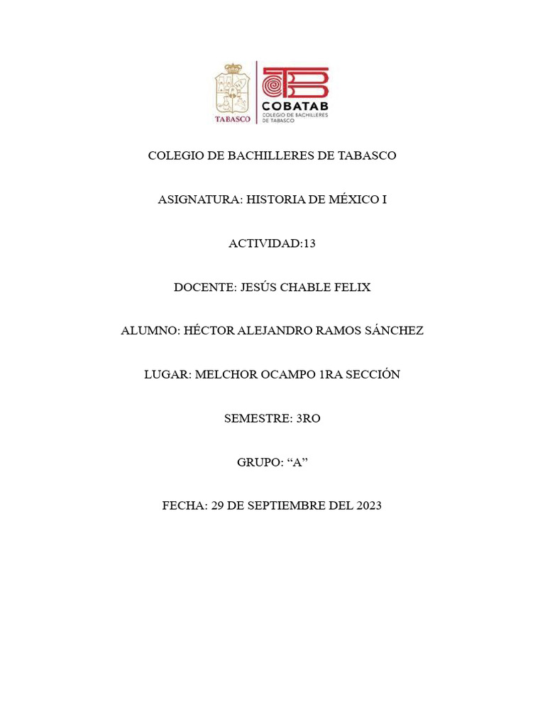 3er Sem Act13 Hisdmex I Héctor Alejandro | PDF