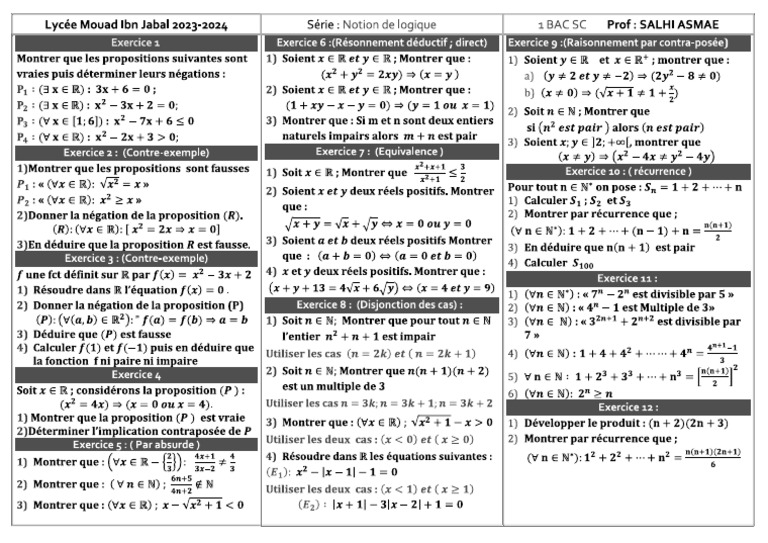 Série1 Notion de Logique | PDF