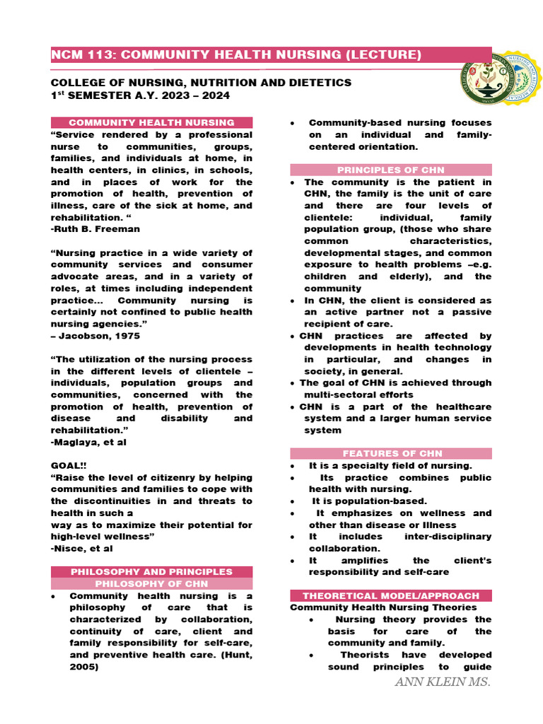 CHN Lecture Transes | PDF