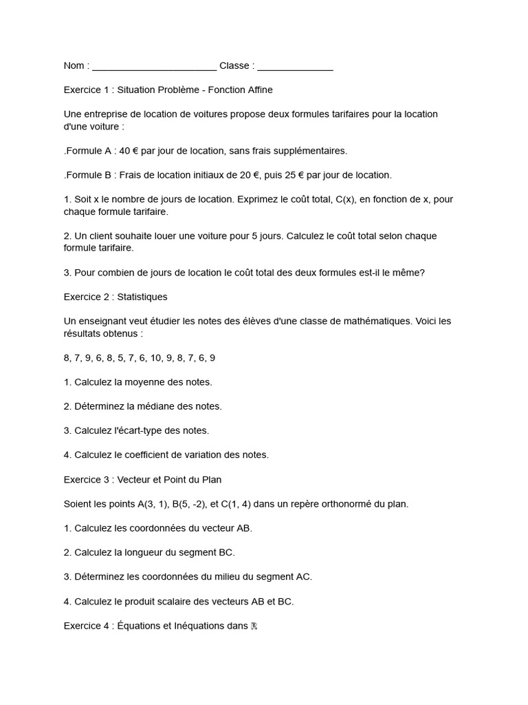 Exercice Maths | PDF