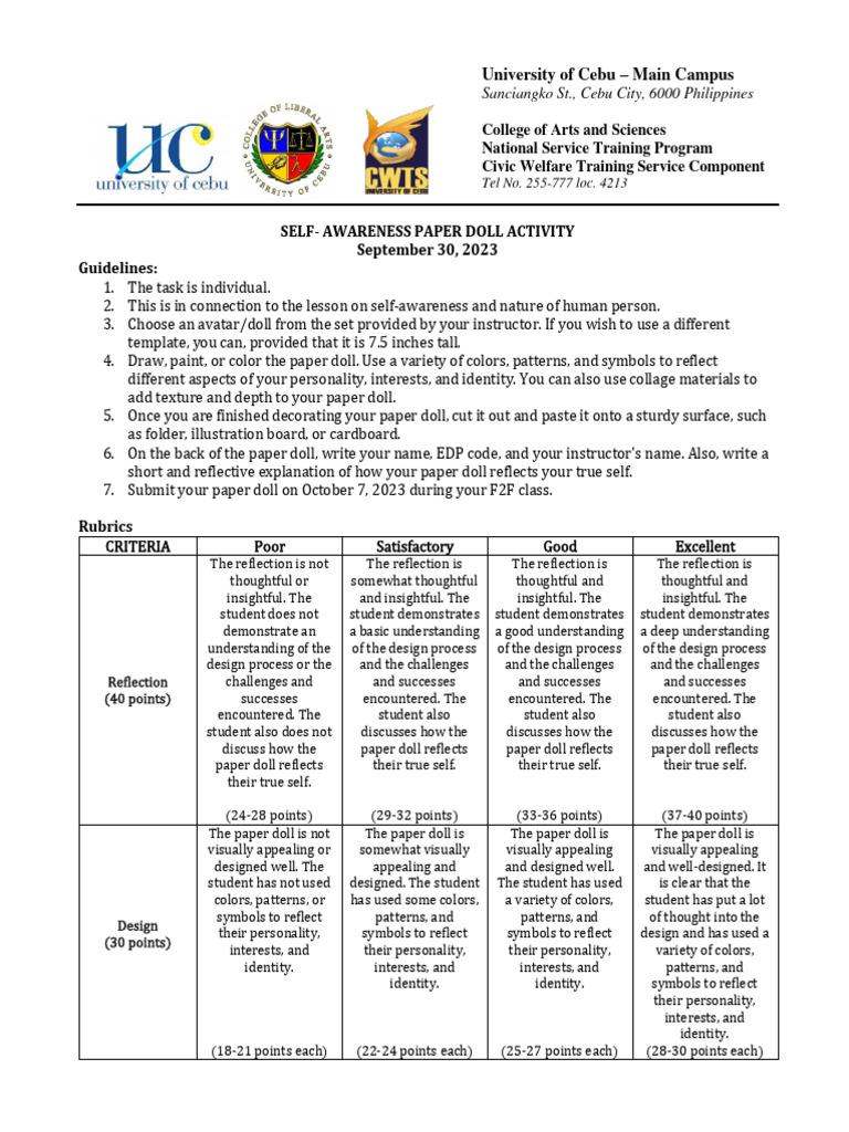 NSTP 101 Paper Doll | PDF | Cognitive Science | Cognition