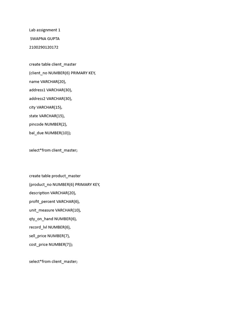 Tushtee - Dbms Lab1 | PDF