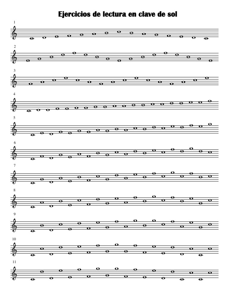 Ejercicios de Lectura en Clave de Sol | PDF