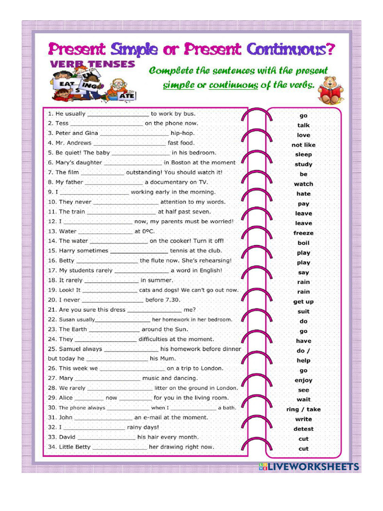 Present Simple Task Pdf