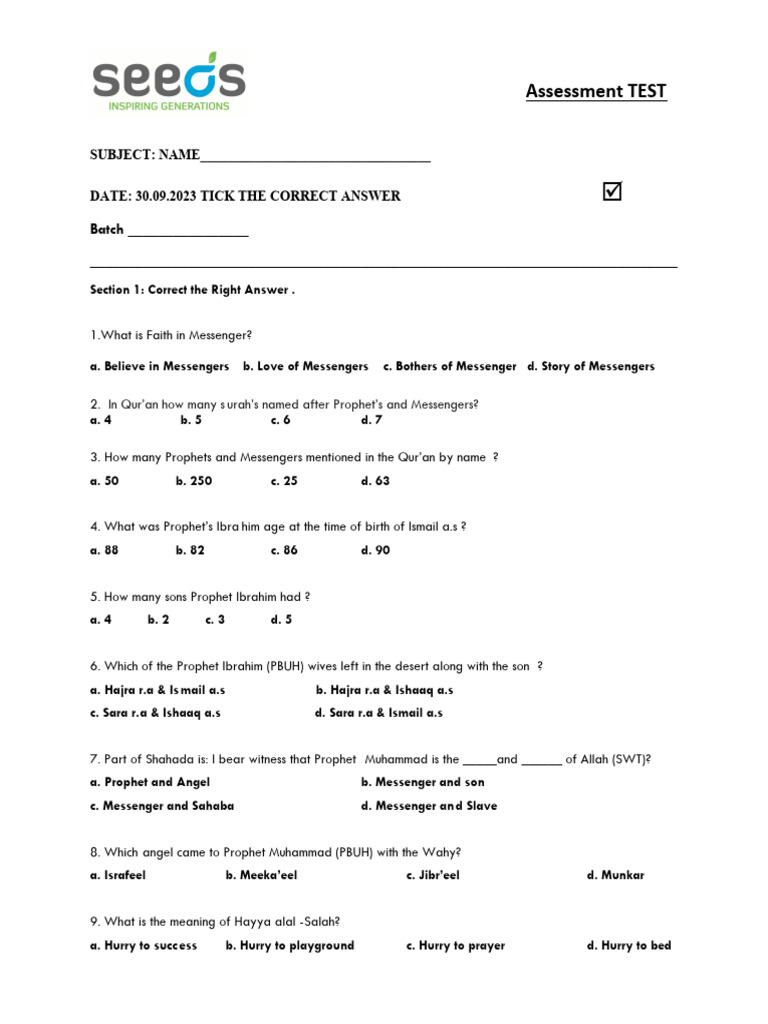 Assesment Test For 13+ | PDF