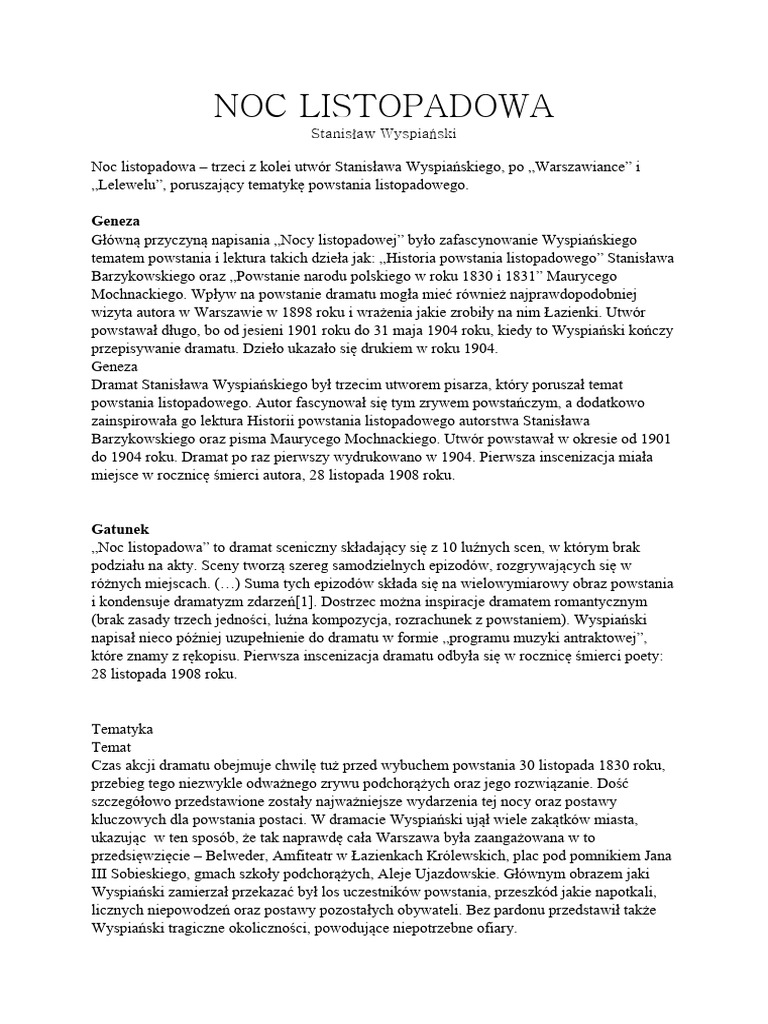 Noc Listopadowa | PDF