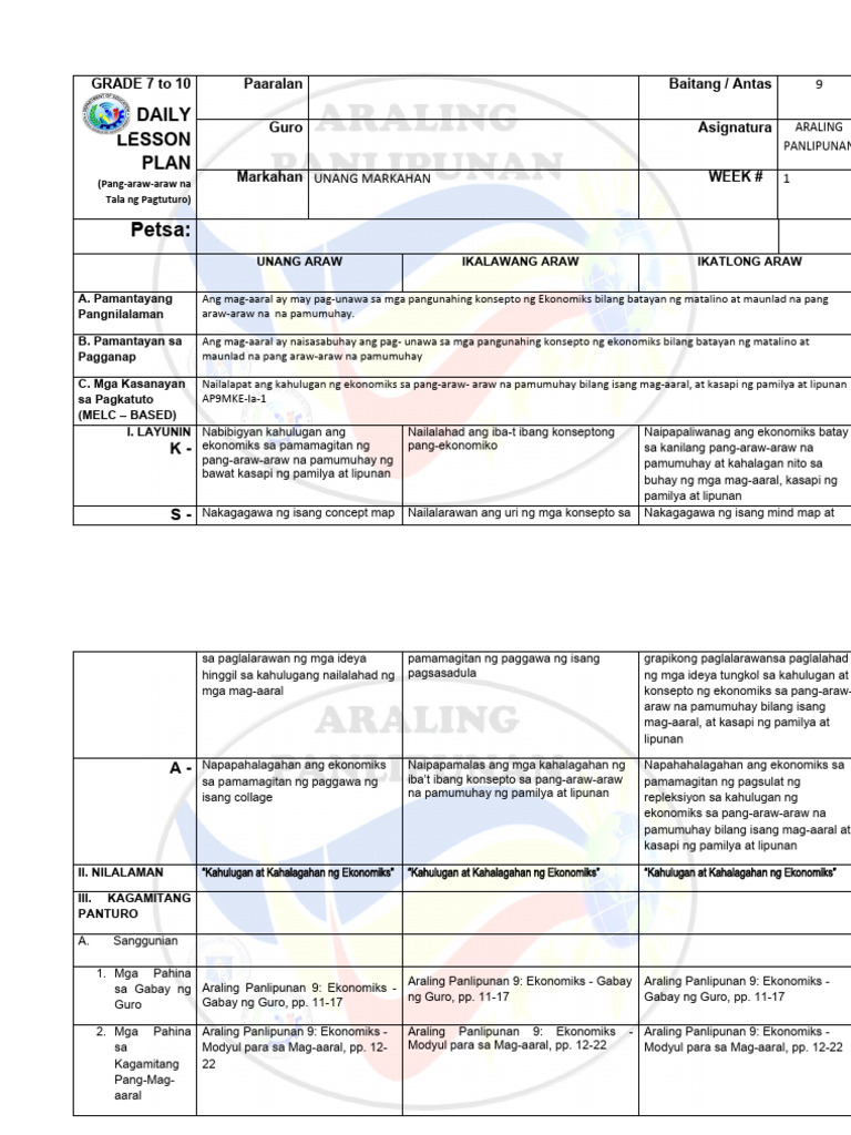 AP9 DLP Q1 Week1 | PDF