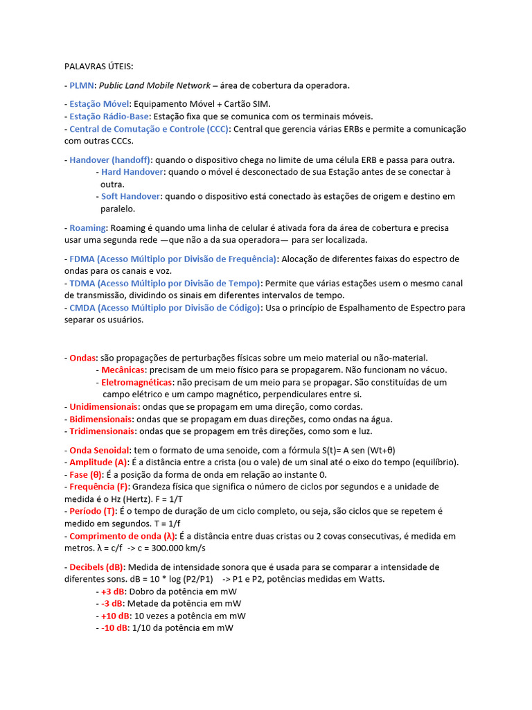 Revisão Redes Móveis | PDF