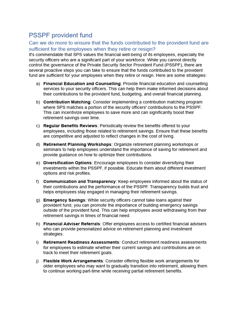 PSSPF Provident Fund | PDF