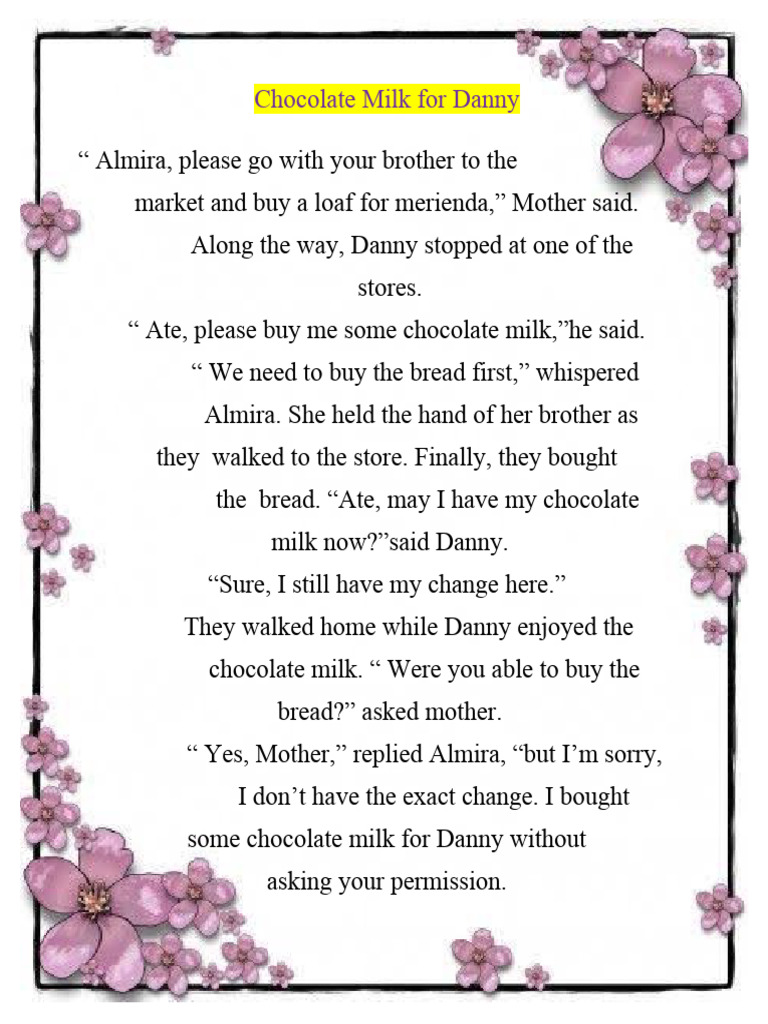 Chocolate Milk for Danny's Snack | PDF