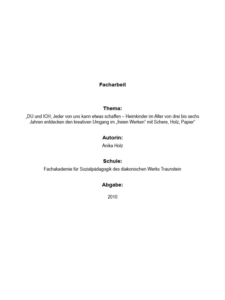 Facharbeit-Erzieher-Beispiel-Anika-Holz | PDF