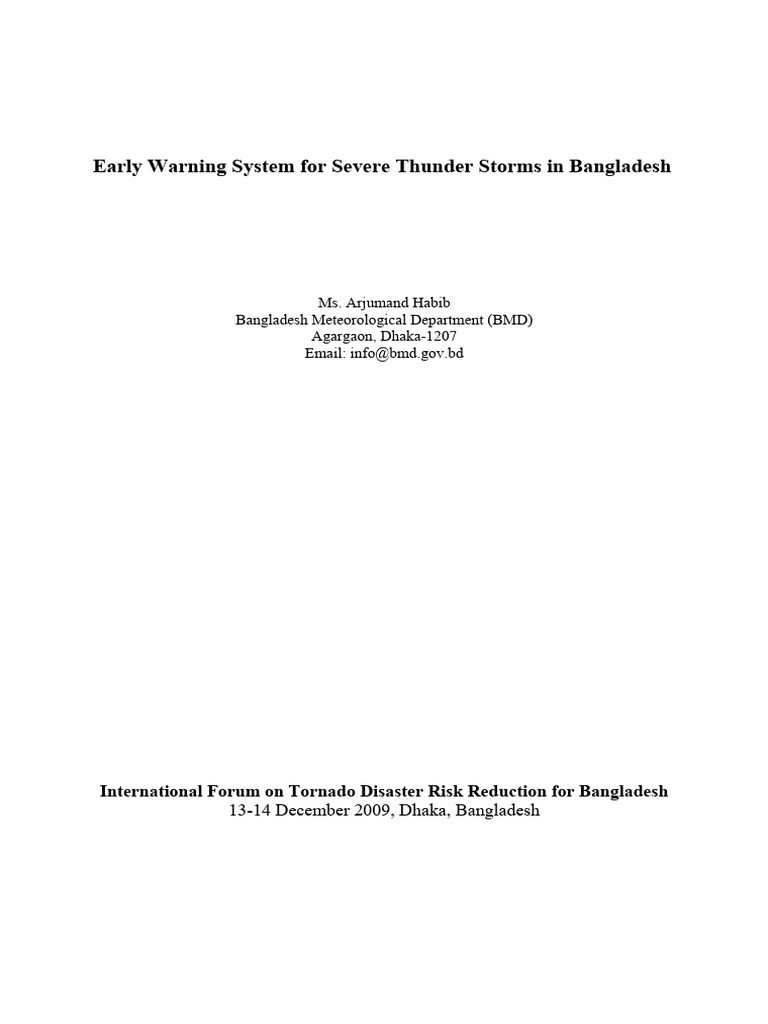 Early Warning System For Severe Thunder Storms in Bangladesh | PDF ...