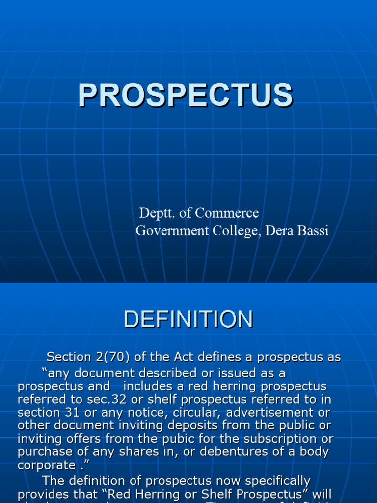 Prospectus Guidelines Explained | PDF
