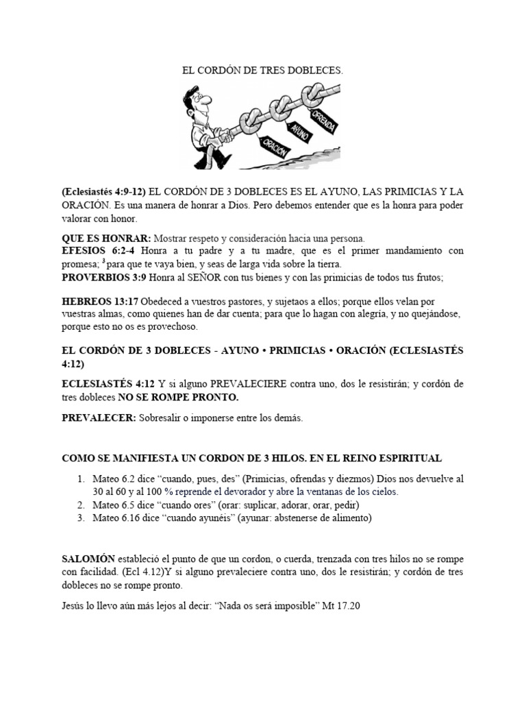El Cordón de Tres Dobleces Pastor Jassiel Santana | PDF | Oración | Rápido