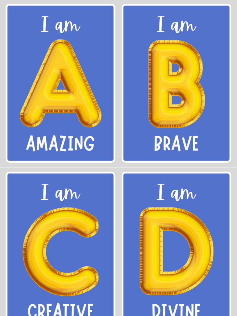 Gold Positive Affirmation Alphabet Flashcards | PDF | Self-Improvement