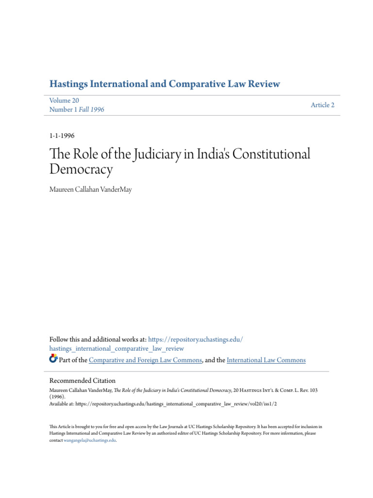The Role of The Judiciary in Indias Constitutional Democracy | PDF