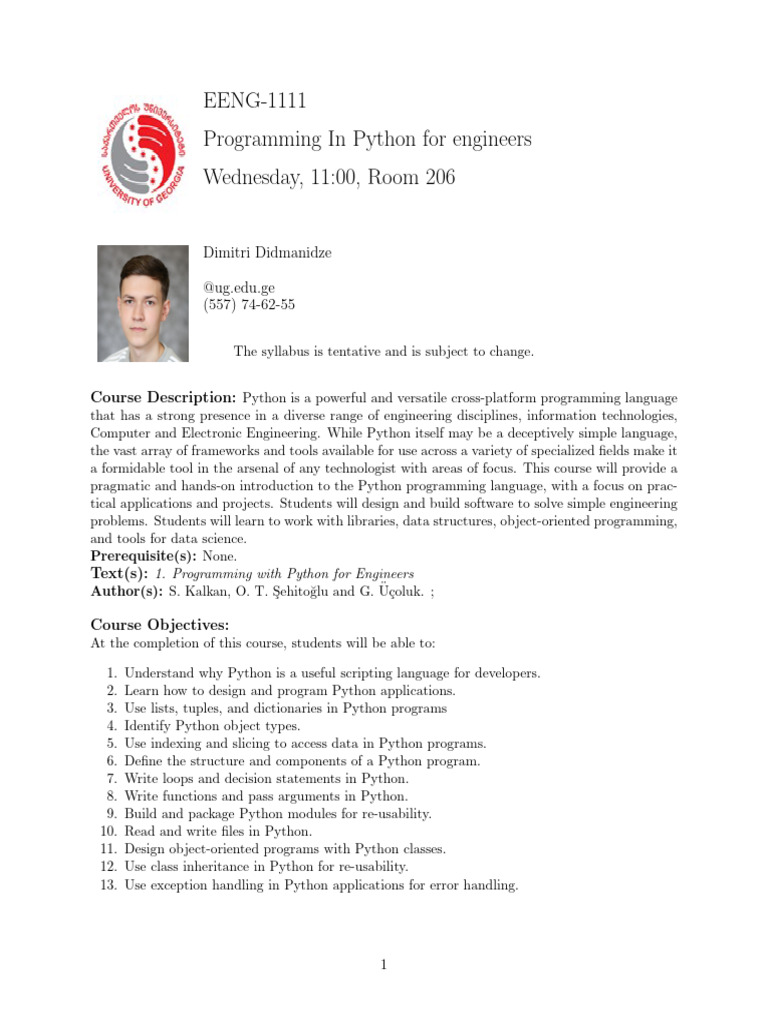 Ug Python1 Syllabus Pdf Python Programming Language Computer Program 