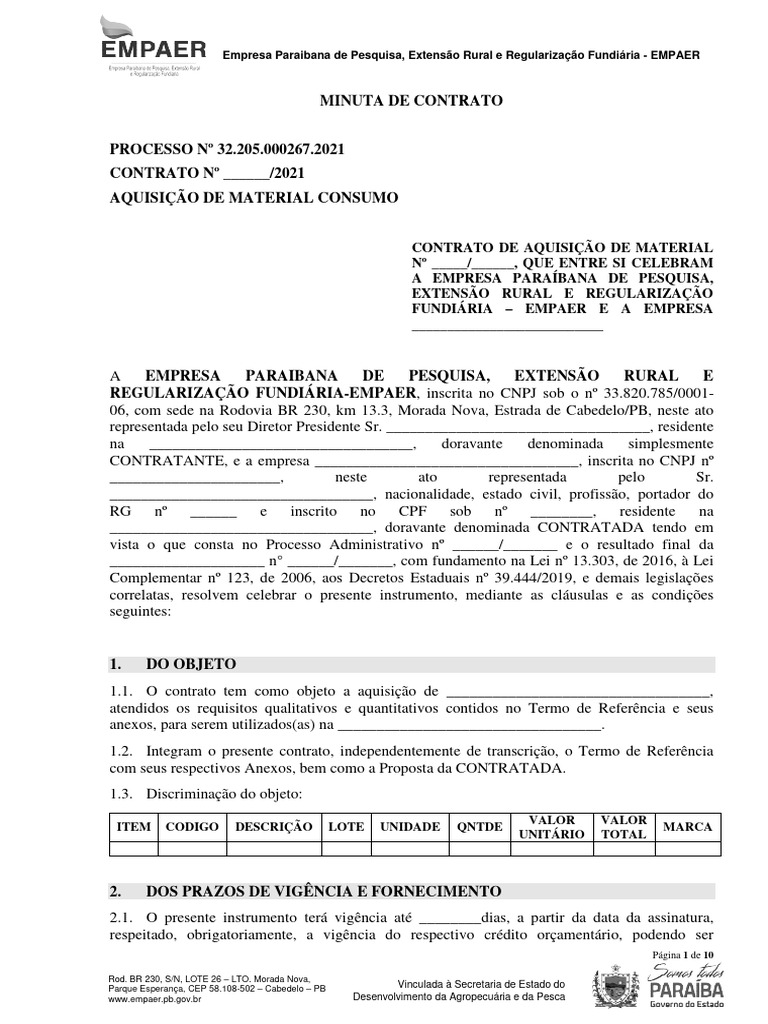 Modelo Minuta de Contrato | PDF