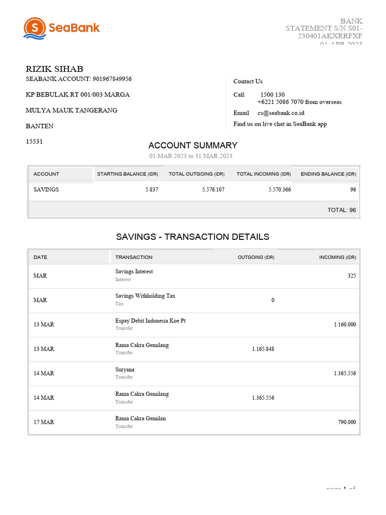 Seabank Statement 20230417 | PDF