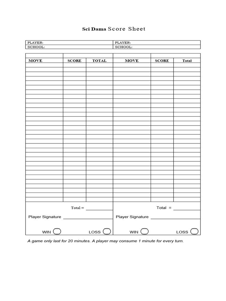 Score Sheet | PDF