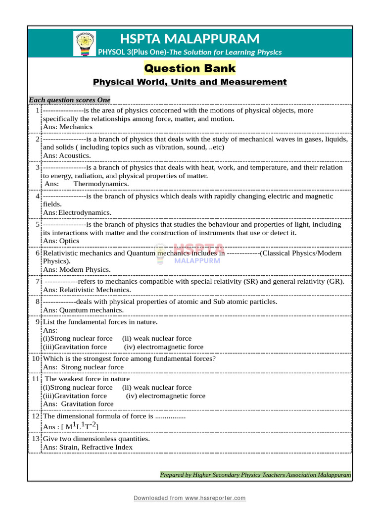 HSPTA Physics Class 12 Question Bank | PDF | Technology & Engineering