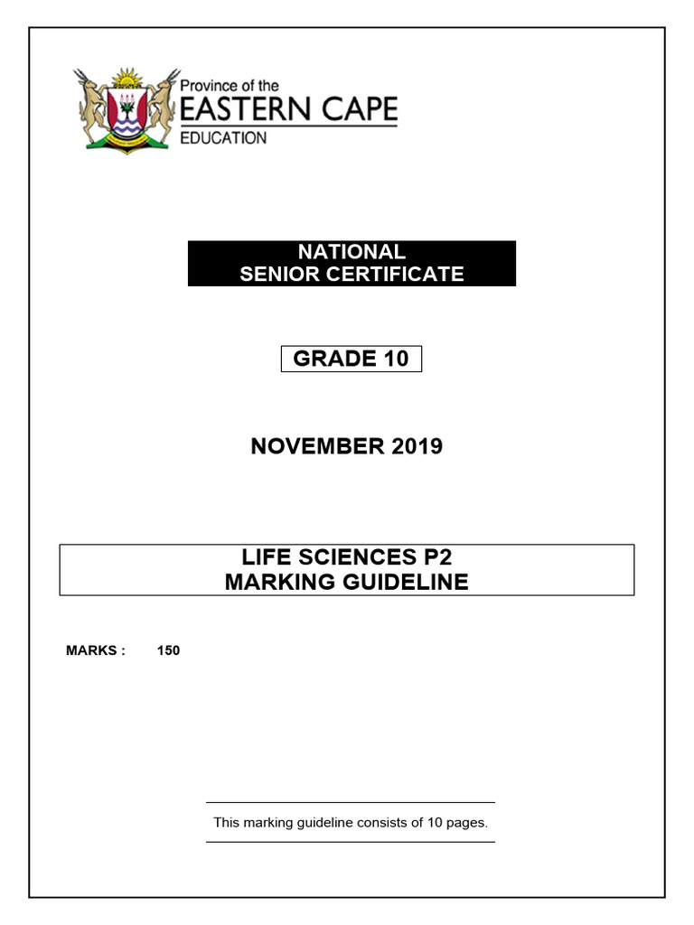 LIFE SCIENCES P2 GR10 MEMO NOV2019 - English | PDF