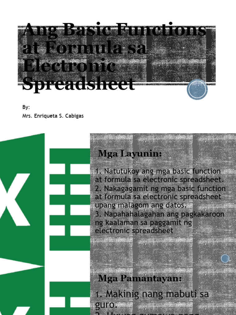 Basic Functions at Formula NG Electronic Spreadsheet 5 | PDF