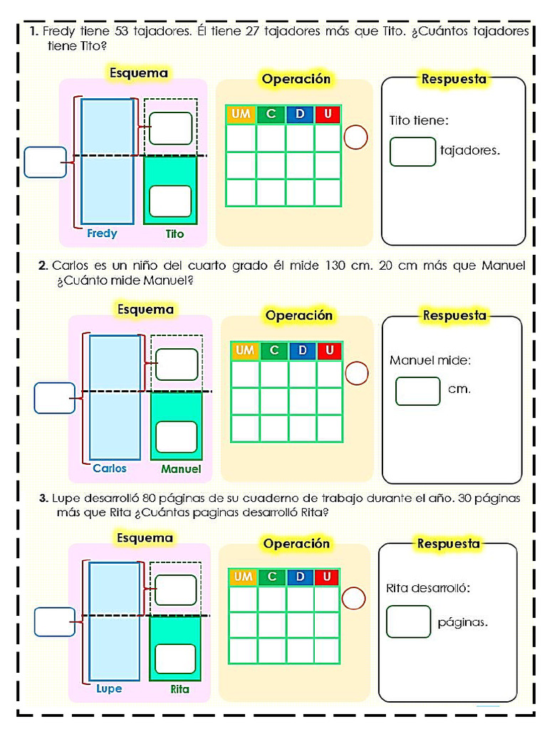 Ficha Resolvemos Problemas de Comparación 5 | PDF