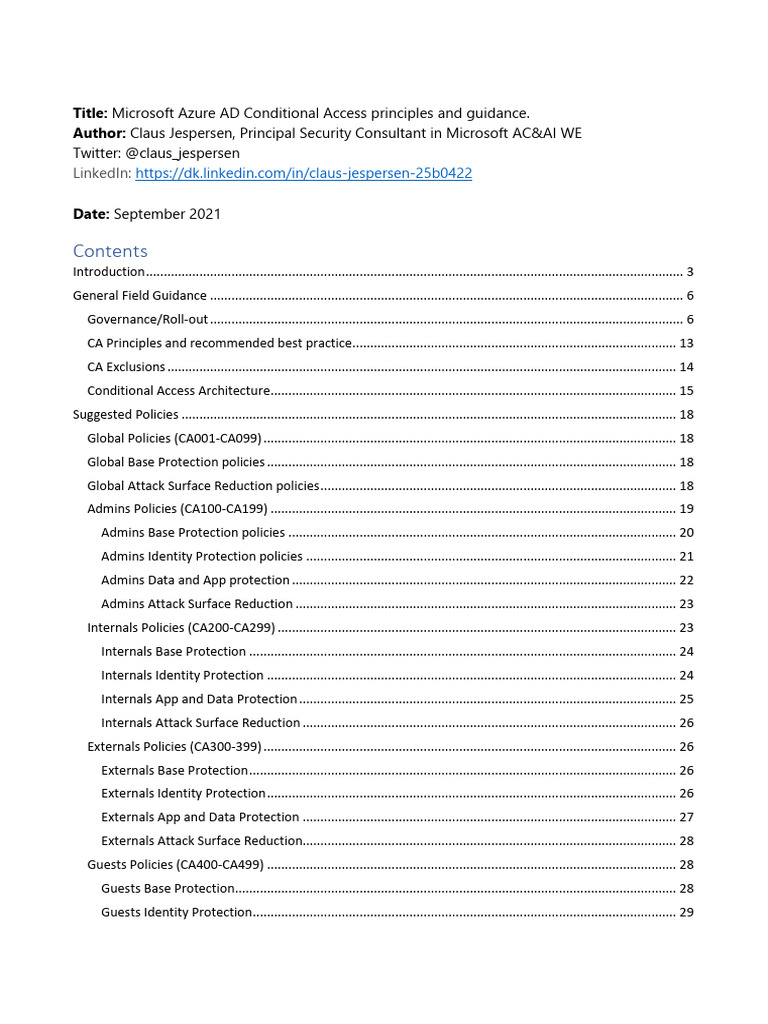 Microsoft Azure AD Conditional Access Principles and Guidance | PDF ...