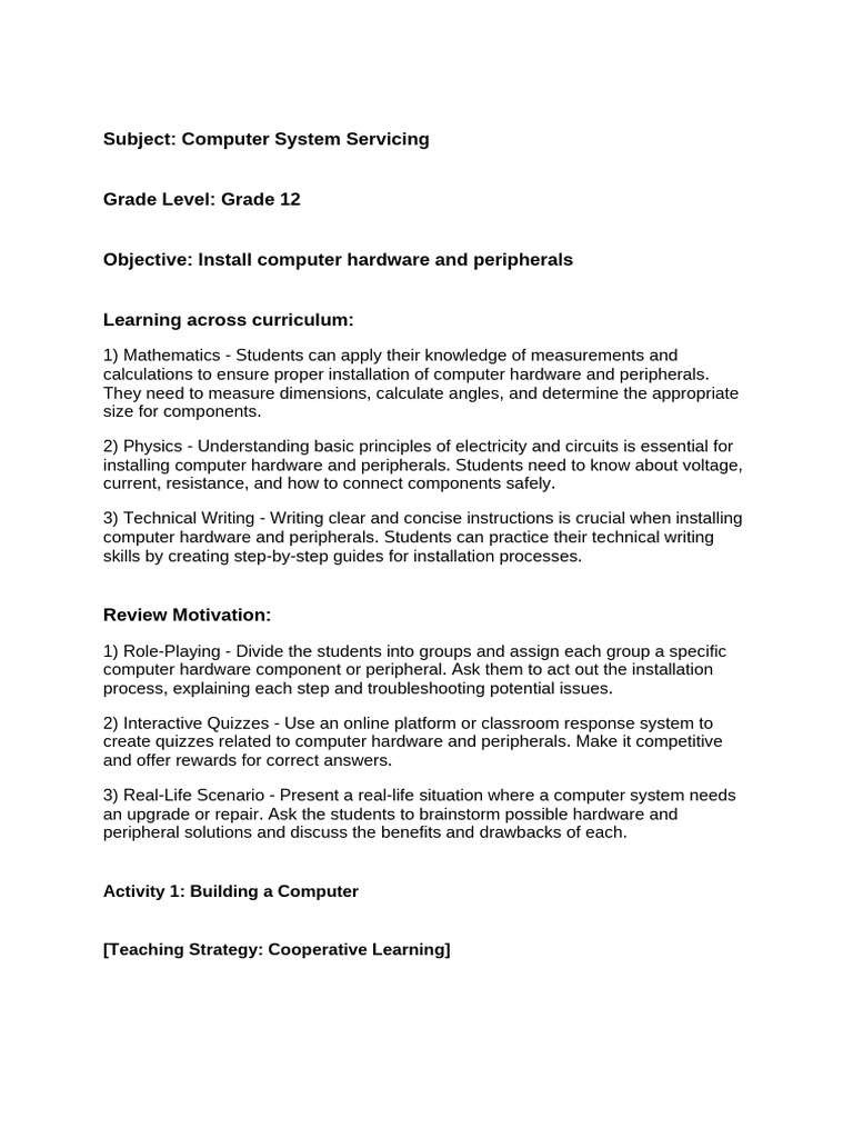Lesson Plan | PDF | Computers Lesson Plan | PDF | Computers