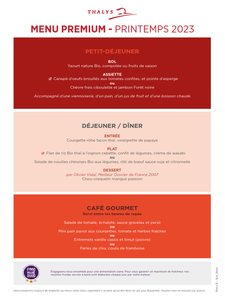 Menu Thalys Premium | PDF