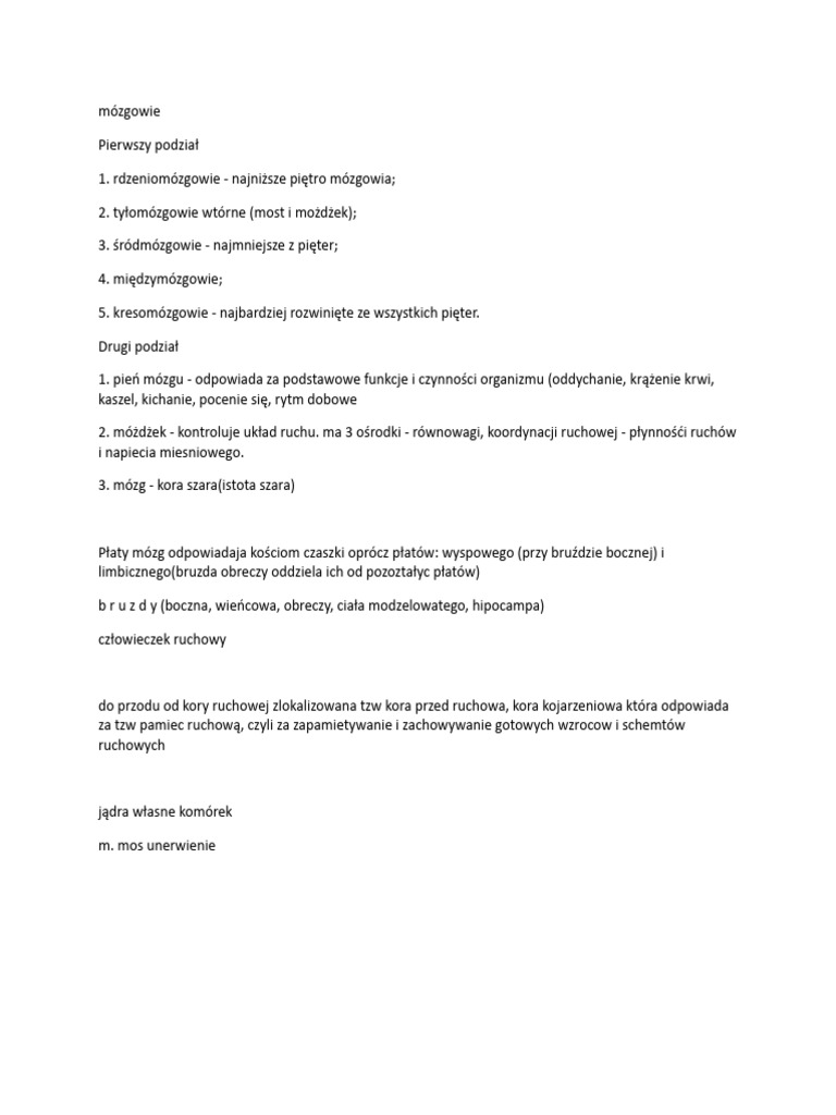 ANATOMIA - Mózgowie | PDF