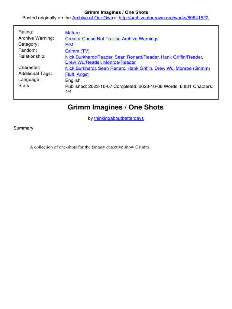 Grimm Imagines One Shots | PDF