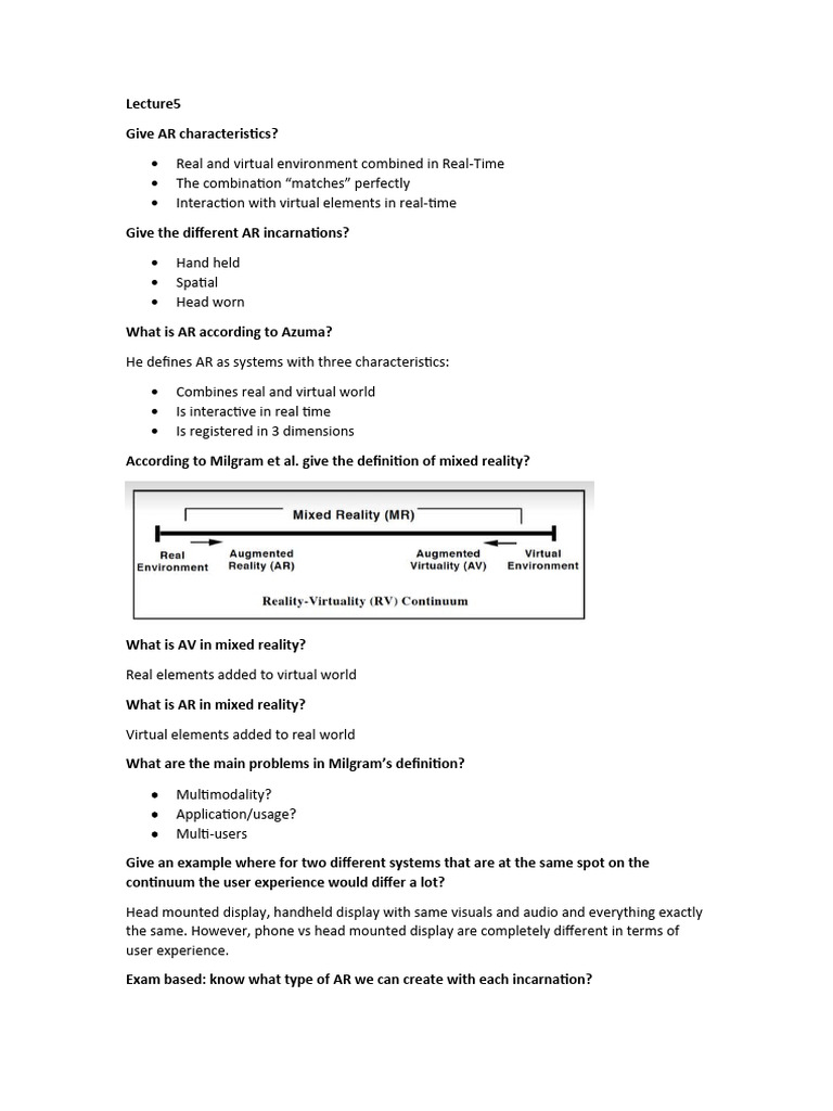 Lecture 5 Pdf Augmented Reality Mixed Reality 