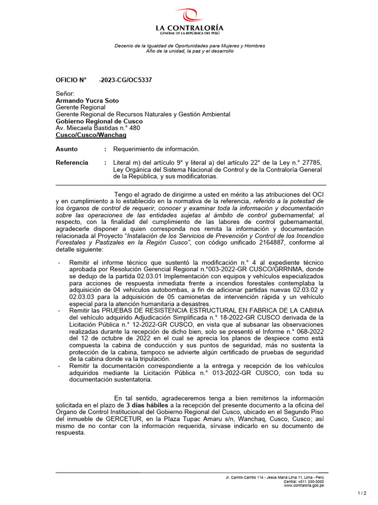 Oficio R821 2023 Oc5337 | PDF