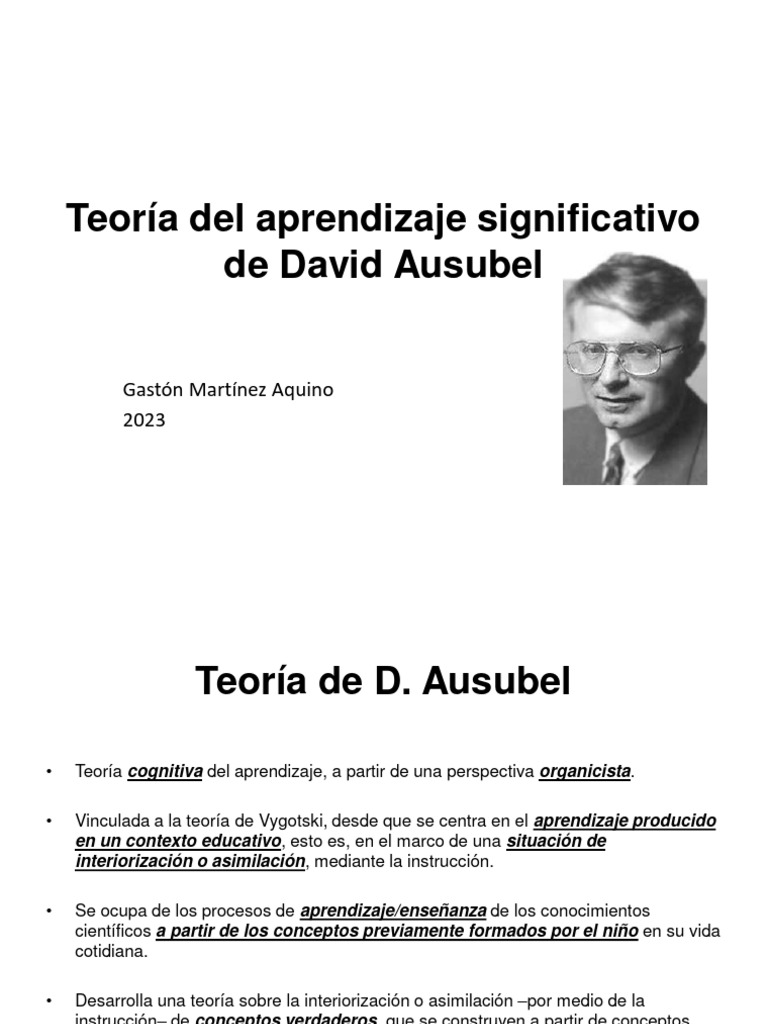 Teoría Del Aprendizaje Significativo de David Ausubel - IPA - 2023 | PDF