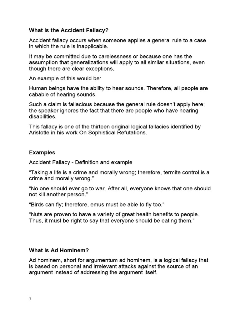 What Is The Accident Fallacy | PDF