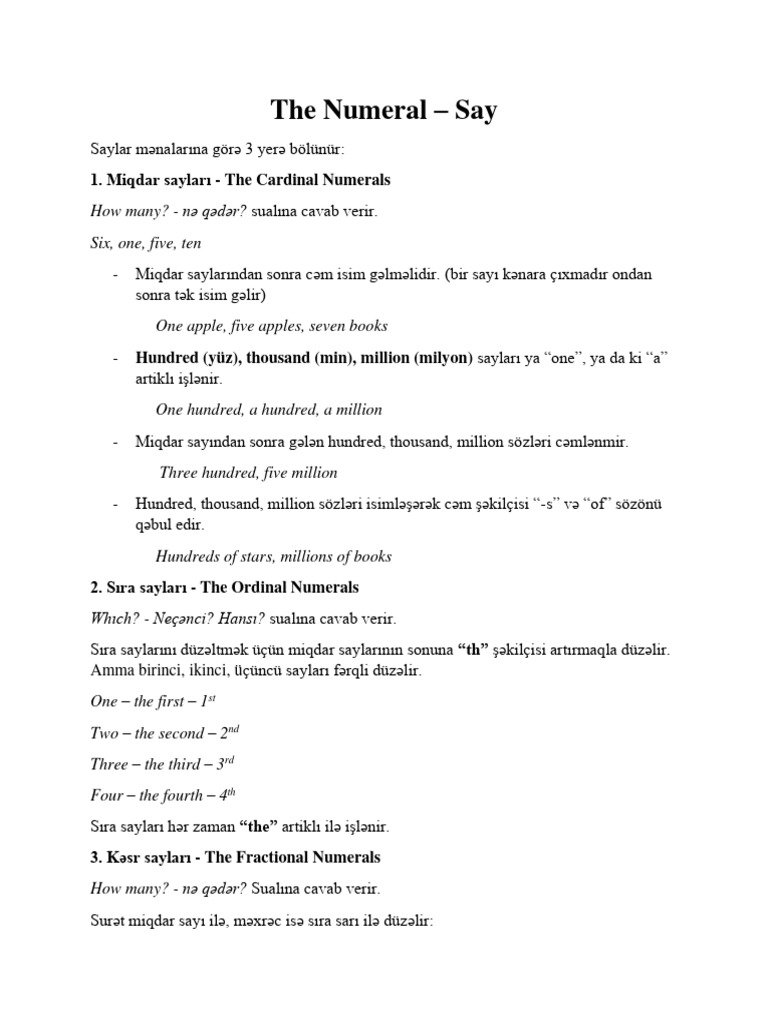 The Numeral - Say | PDF