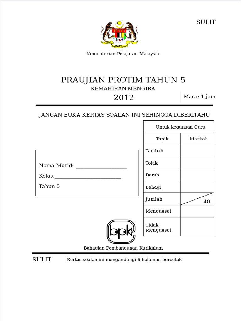 pROTIM tAHUN 5 | PDF